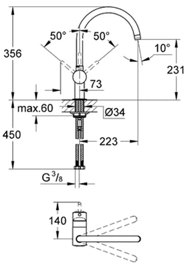 Grohe Minta - Páková dřezová baterie, chrom 32917000