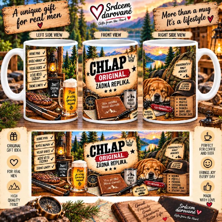 Vtipný hrnek pro chlapa CHLAP originál, žádná replika – dárek pro muže 300 ml