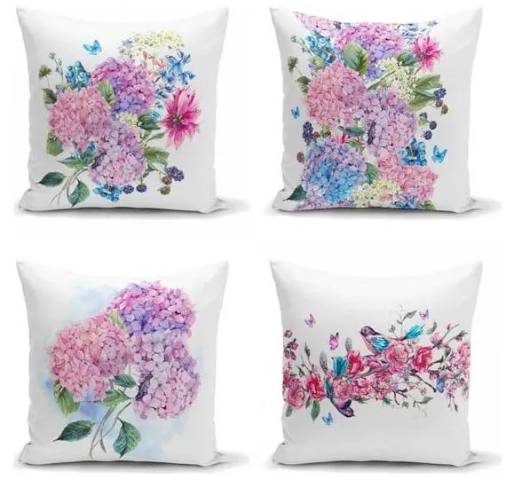 Sada 4 dekorativních povlaků na polštáře Minimalist Cushion Covers Purple Pink, 45 x 45 cm