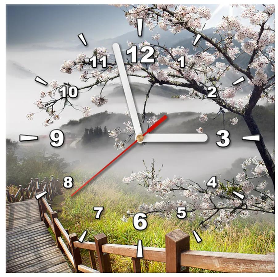 Gario Obraz s hodinami Kvetoucí višeň Rozměry: 100 x 40 cm