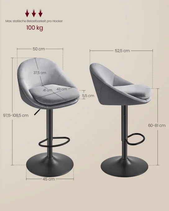 Set dvou barových židlí LJB110G01
