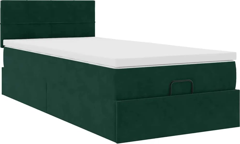 Osmanský rám postele s matrací tmavě šedá 90x200cm samet 3311750