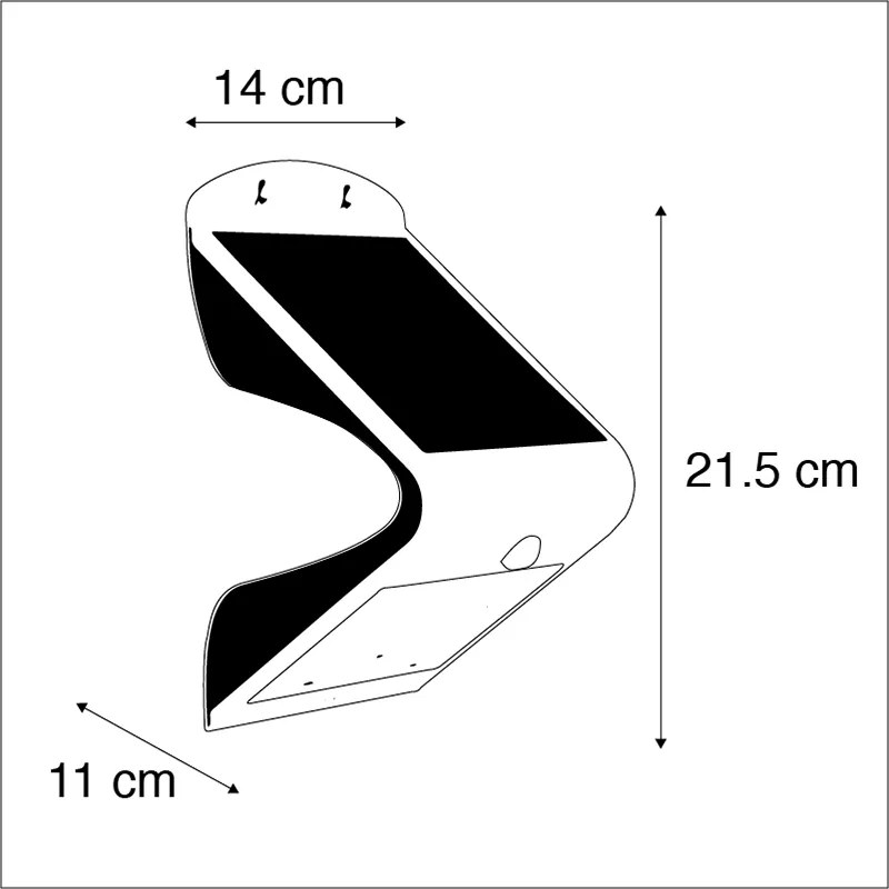 Venkovní nástěnné svítidlo bílé 21,5 cm se stmívačem a senzorem na solární pohon - Daya