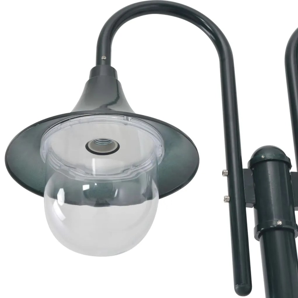 vidaXL Marketos Zahradní sloupová lampa 2 ramena E27 220 cm hliník tmavě zelená