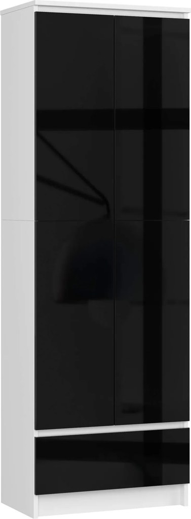 Regál R60 4D1SZ bílá/černý lesk