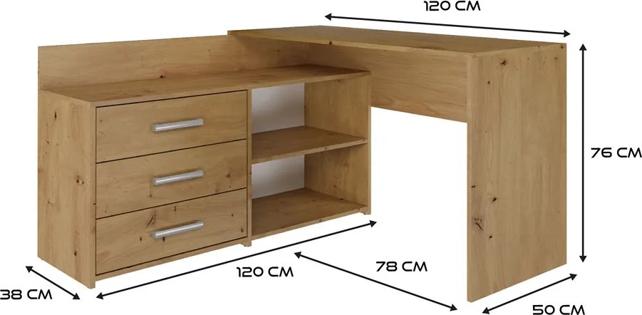 FALCO Psací stůl s komodou Dado dub artisan