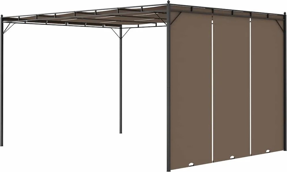 Zahradní altán s bočním závěsem 4 x 3 x 2,25 m taupe 312264