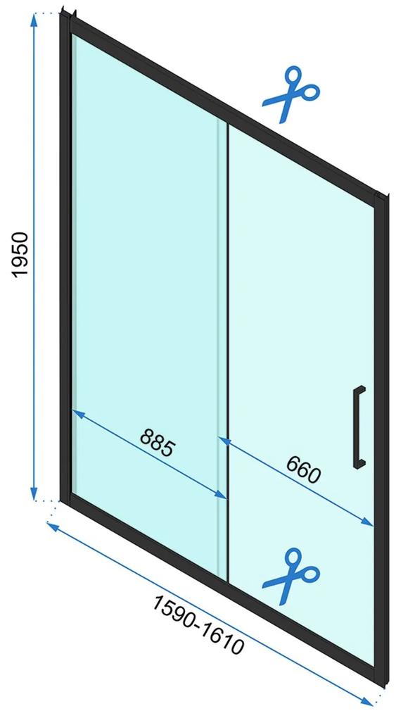 3-stěnný obdélníkový sprchový kout REA RAPID SLIDE 130/dveře x 90/zástěna cm, černý