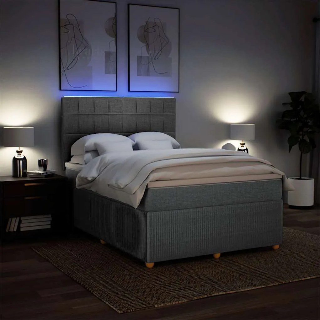 Box spring postel s matrací světle šedá 160 x 200 cm textil 3294407