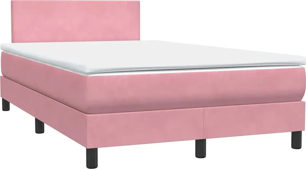 Box spring postel s matrací a LED růžová 120x220 cm samet 3316736