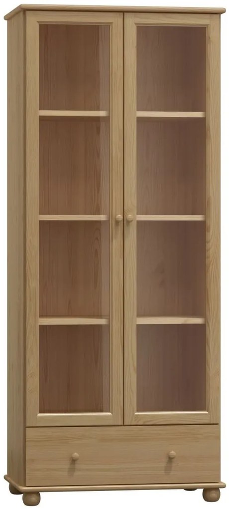 Vomaks unit, s.r.o. Vitrína 103 Klasik masiv borovice Barva: surové dřevo, Šířka: 80 cm