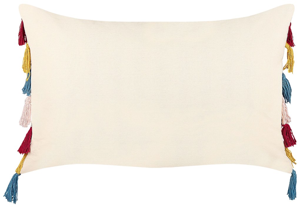 Bavlněný polštář pruhovaný vzor se střapci 40 x 60 cm barevný AGAVE Beliani