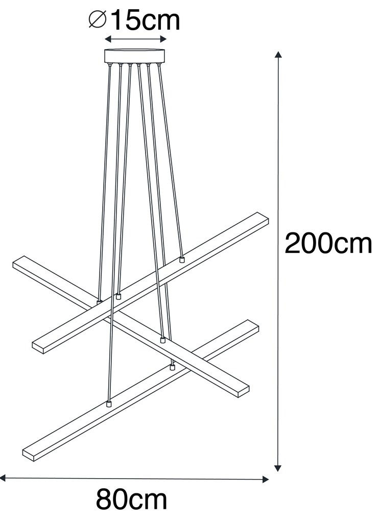 Závěsné svítidlo černé vč. LED 3-stupňové stmívatelné 6-světlo - Jolanta