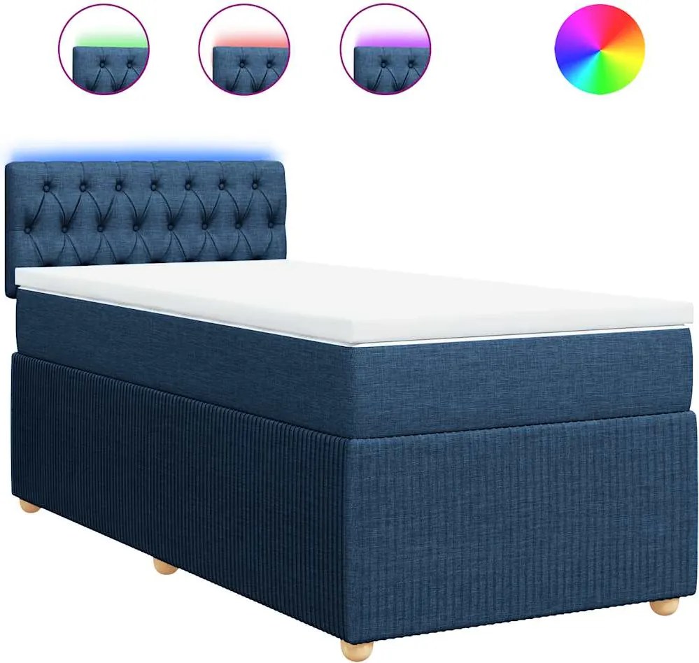Box spring postel s matrací modrá 80x200 cm textil 3289596