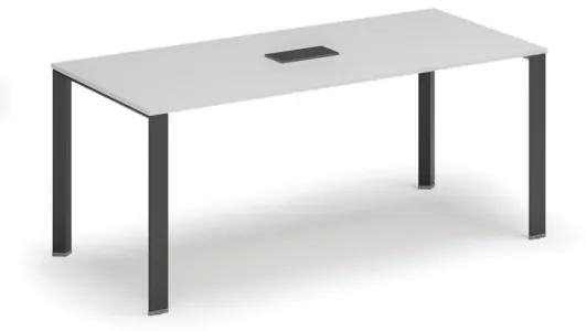 Stůl INFINITY 1800 x 900 x 750, bílá + stolní zásuvka TYP V, černá
