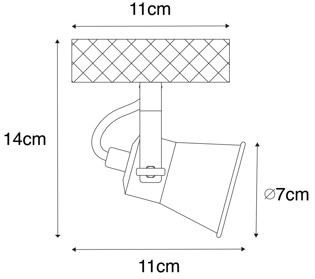 Rustikální bodové světlo černé se dřevem nastavitelné - Jelle