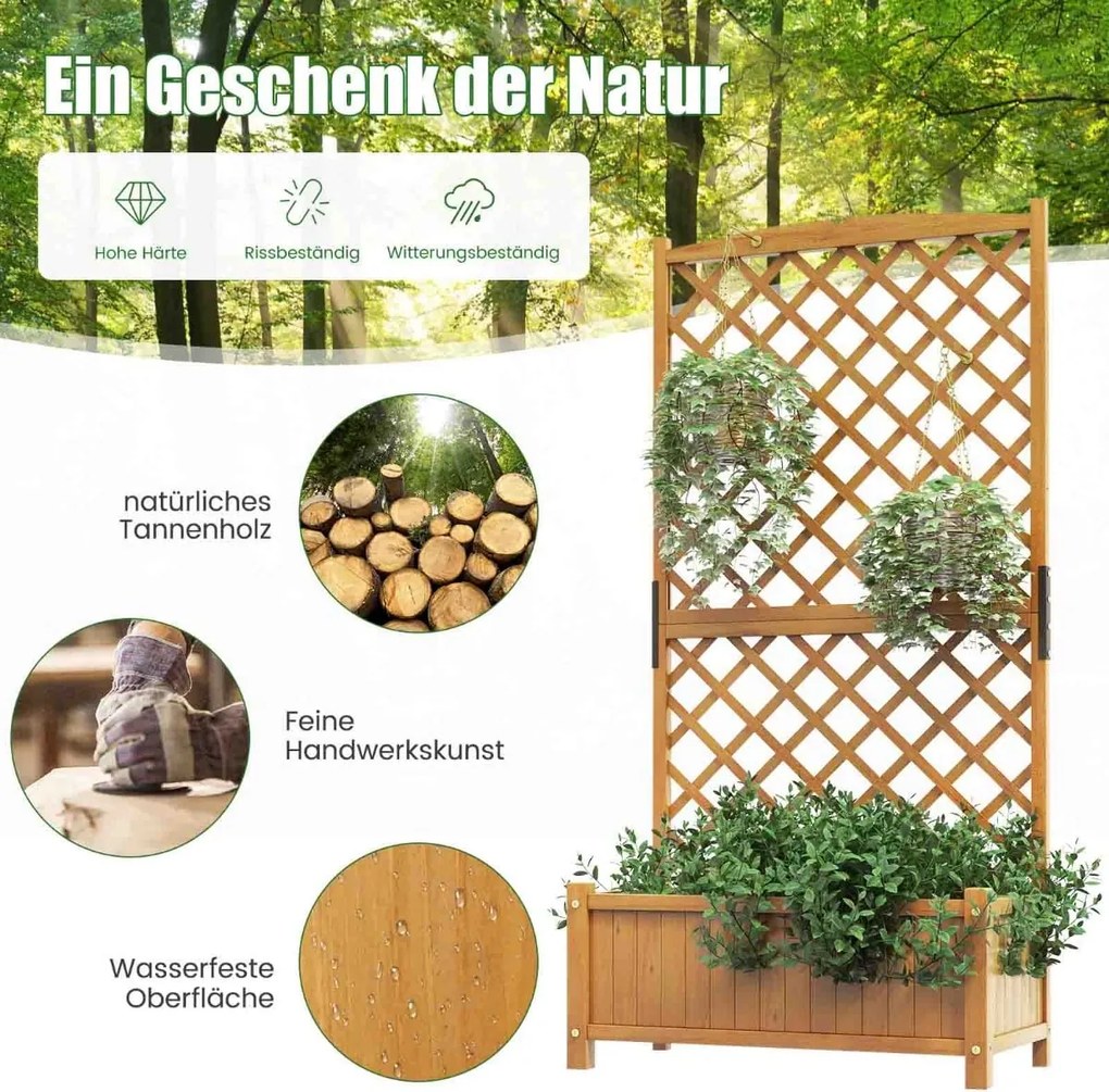 Costway 180 cm vysoká zahradní postel s mřížkou květináče a drenážními otvory