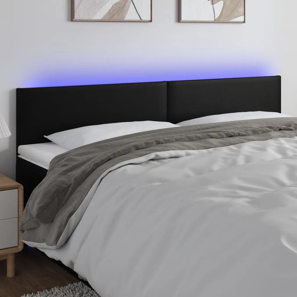 Čelo postele s LED černé 160x5x78/88 cm umělá kůže