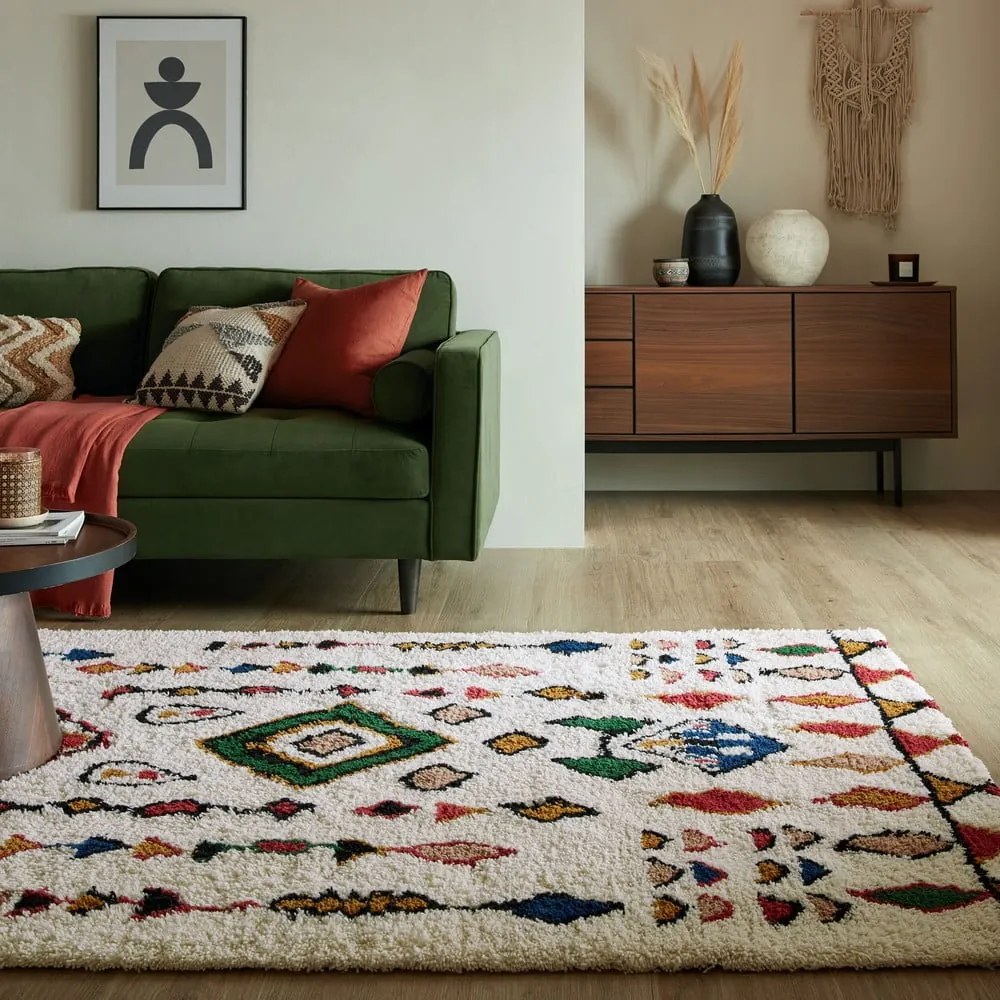 Krémový ručně tkaný vlněný koberec 120x170 cm Moroccan Fes – Flair Rugs