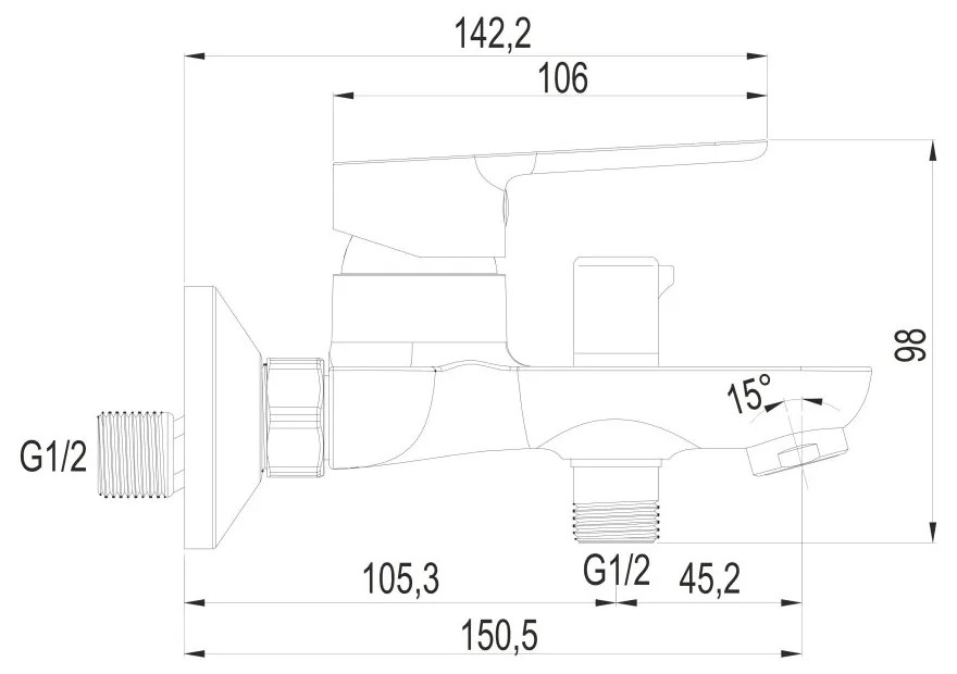 Mereo Zuna vanová baterie nástěnná 100 mm bez příslušenství chrom CB901A04Z