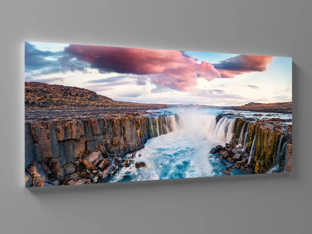 Liox XXL Obraz islandské vodopády Selfoss Rozměr: 300 x 150 cm