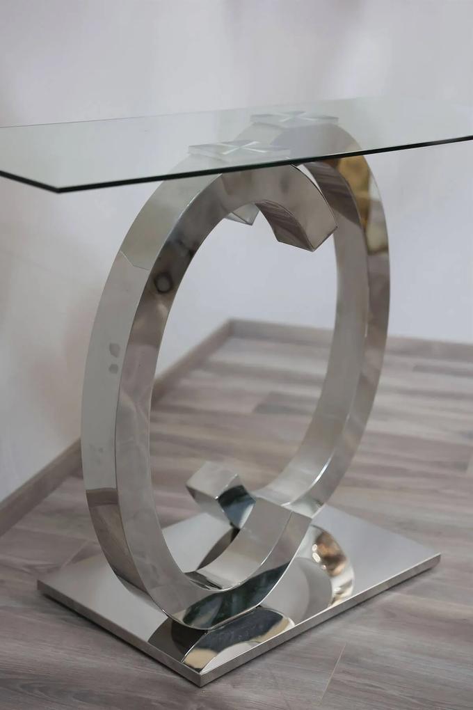 Stříbrný skleněný konzolový stůl 110cm 40cm