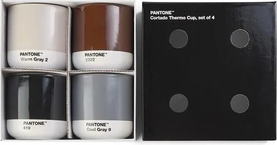 Termohrnek pantone hrnek cortado set - světle, tmavě šedá, hnědá, černá