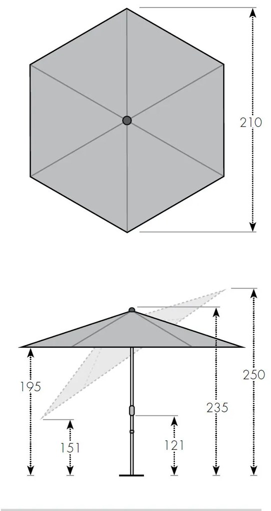 Doppler ACTIVE 210 cm - slunečník s automatickým naklápěním kličkou světle šedá