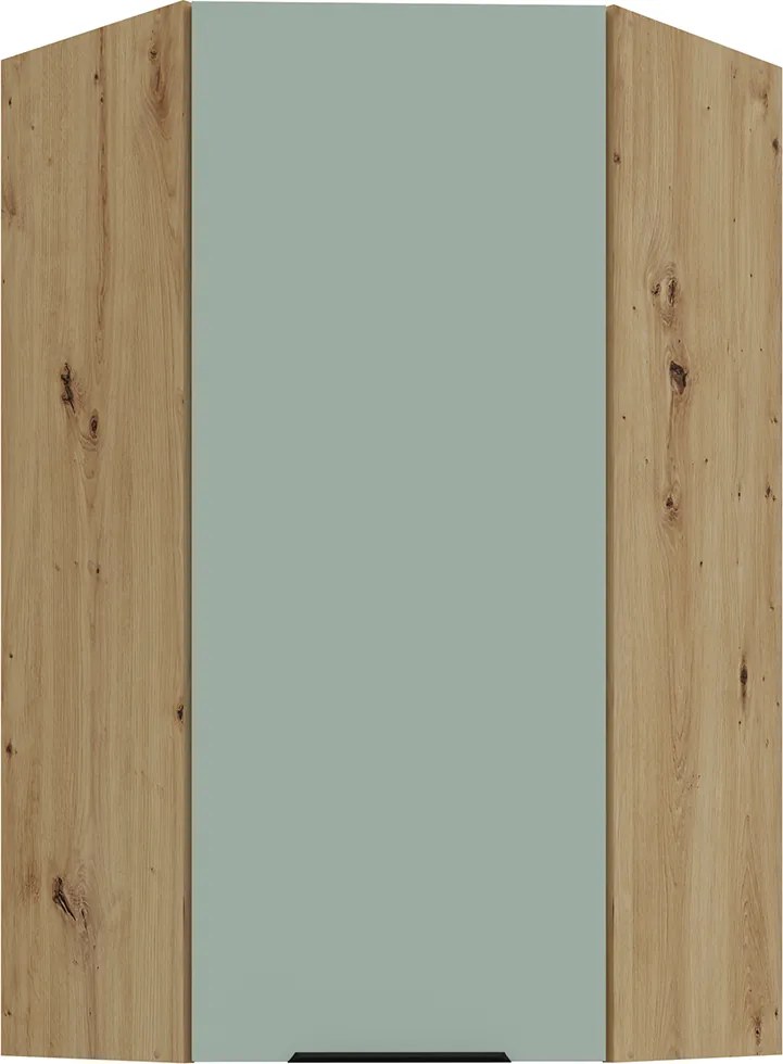 ARIA st | horní kuchyňská skříňka 60x60 GN-108 1F (45°) rohová s policemi | 60x60 cm | EXTRA VYSOKÁ | artisan/aquamarine