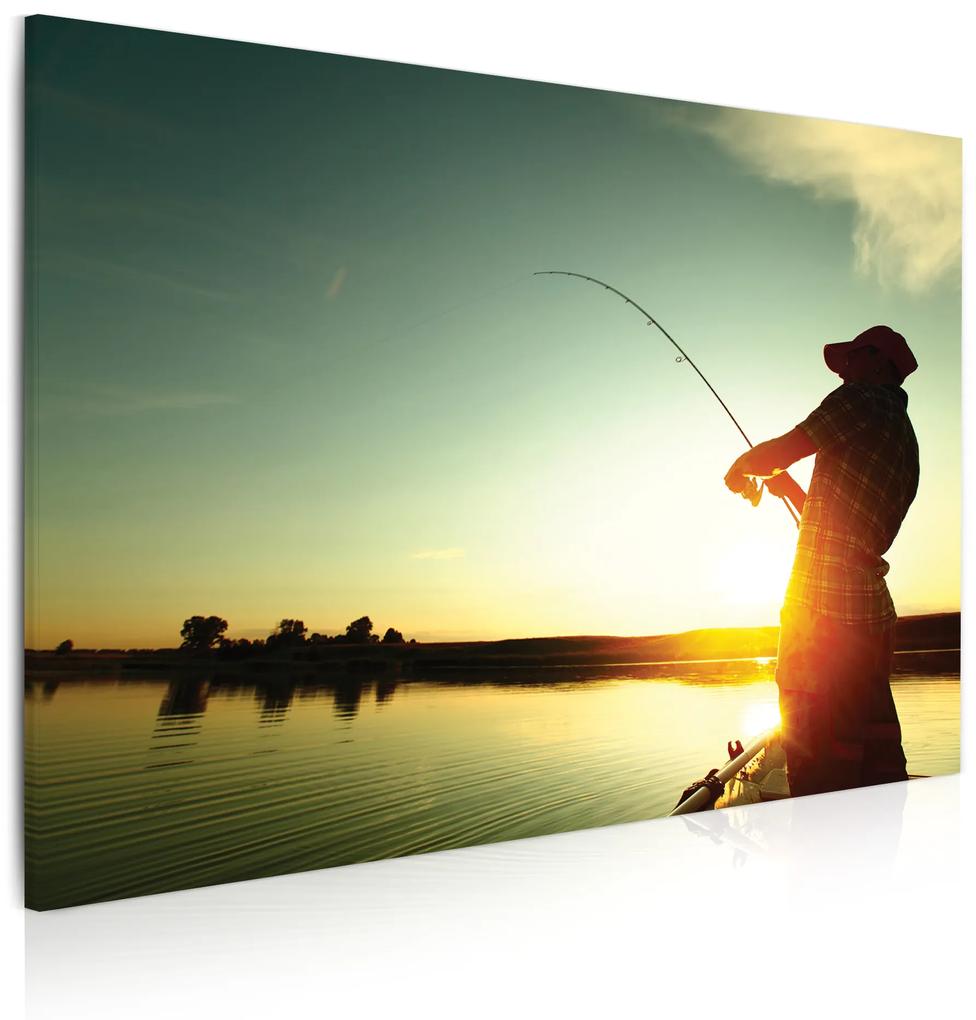 Malvis ® Obraz Rybář při úsvitu ROZMĚR (šířka x výška): třídílný obdélník 150x60 cm