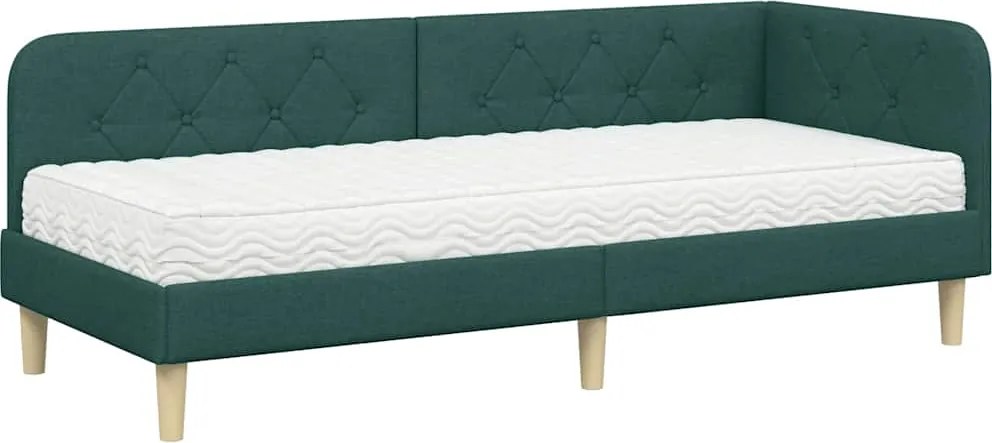 Rohový rám postele Tmavě zelená 80 x 200 cm textil 3394105