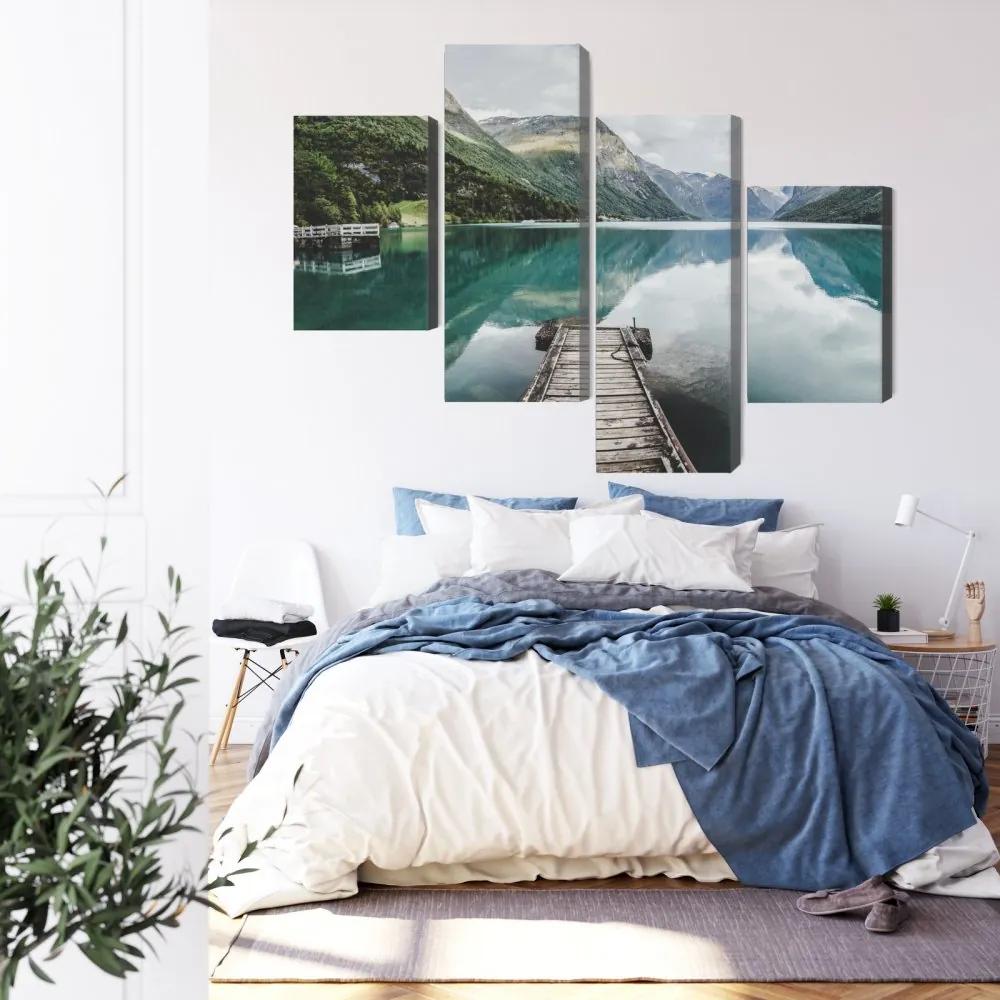 Vícedílný obraz Pohled Na Jezero Lovatnet Nedostatek Nedostatek Plátno Canvas 80x50