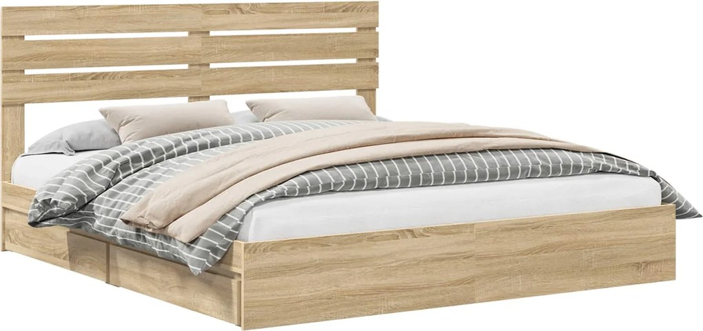 Postel s úložným prostorem se zásuvkou Sonoma dub 180 x 200 cm 3411550