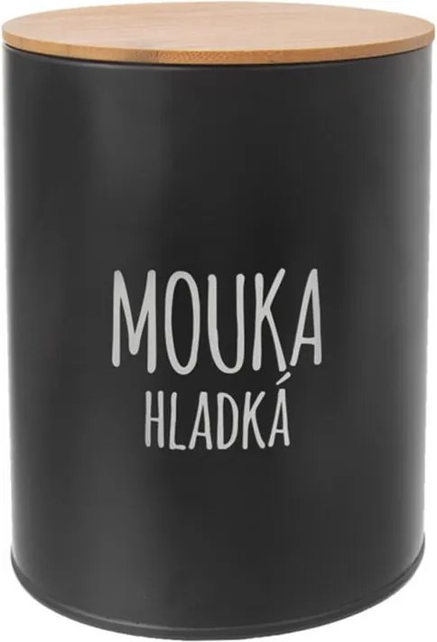 Kulatá plechová dóza HLADKÁ MOUKA Black