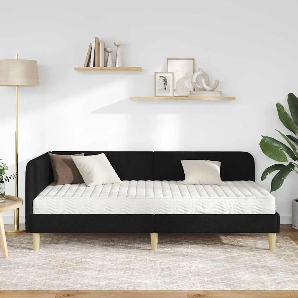 Rohový rám postele Černý 100 x 200 cm textil 3394127