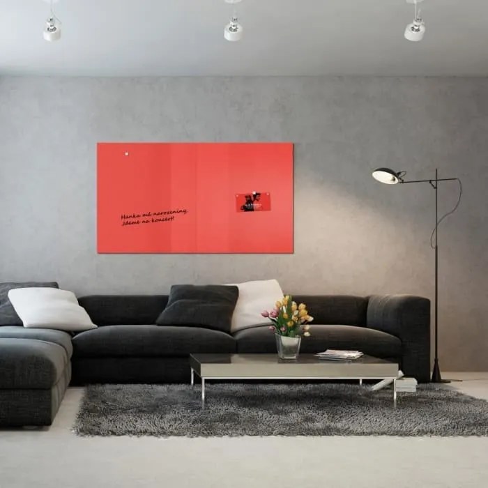Červená korálová skleněná magnetická tabule domácí Smatab® - 120 × 180 cm