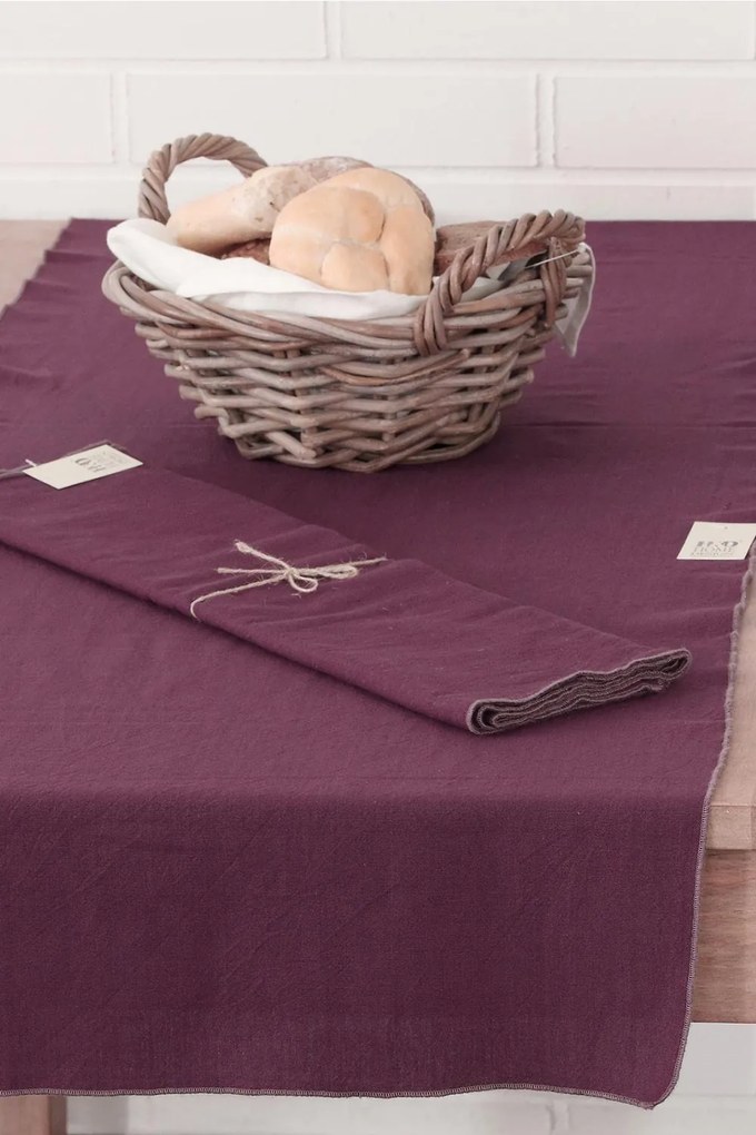 Běhoun na stůl s ozdobným lemováním Hoome Design fialový fialová 160x50 cm