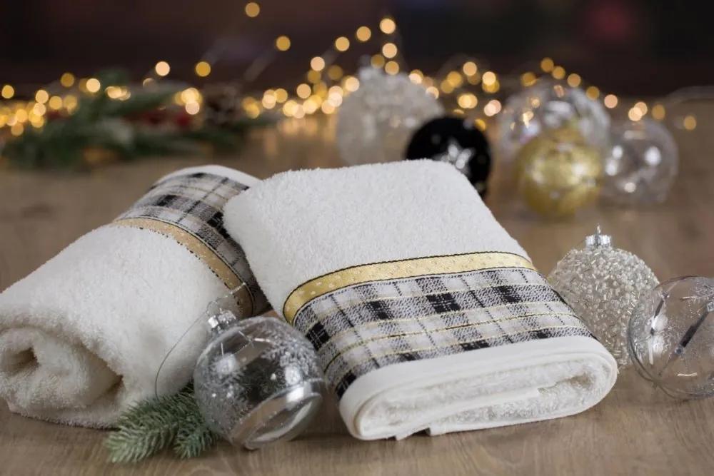 Bavlněný vánoční ručník bílý s žakárovým okrajem Šířka: 70 cm | Délka: 140 cm