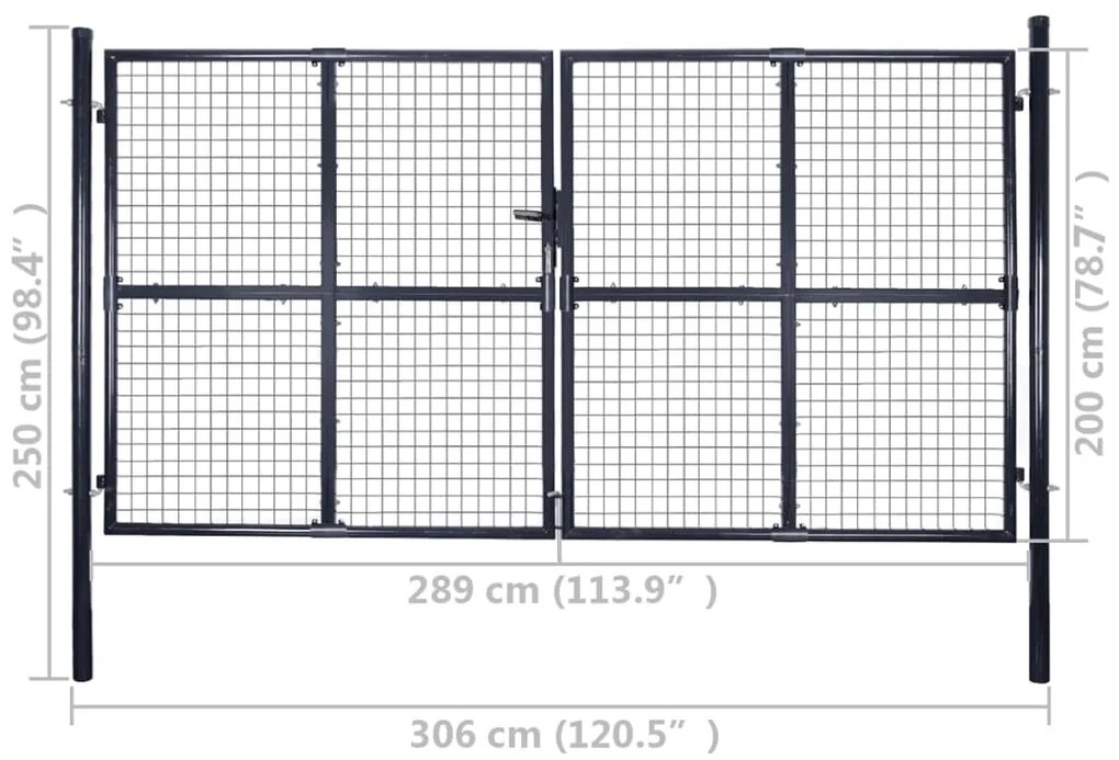 vidaXL Marketos Pletivá zahradní branka pozinkovaná ocel 300 x 200 cm šedá