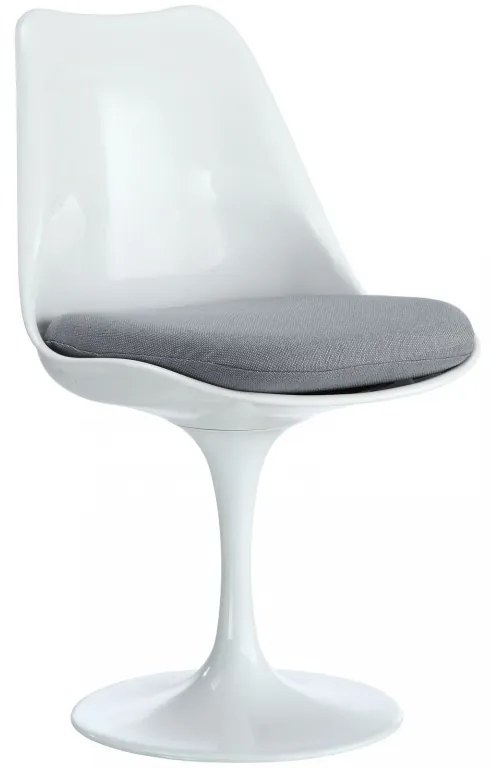 Židle Tulip, bílá/šedý sedák