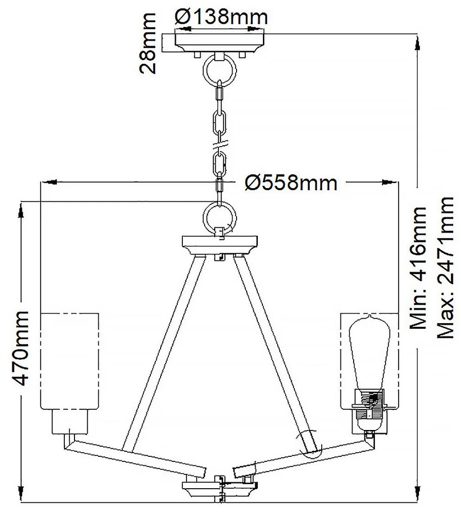 Elstead DERYN lustr do obýváku 3xE27