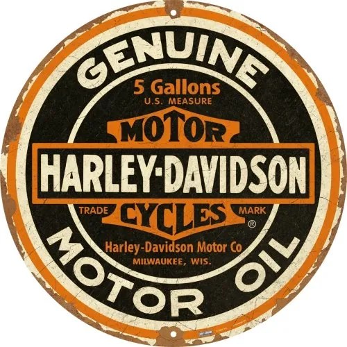 Postershop Plechová cedule: Harley-Davidson - Genuine Motor Oil - 35x35 cm