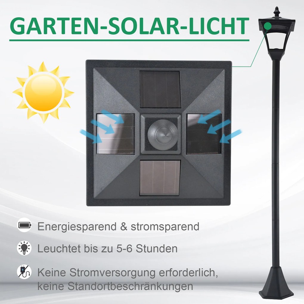 Outsunny Solární lucerna Zahradní lucerna Cestovní světlo s LED 10 lumenů Černá 15 x 120cm