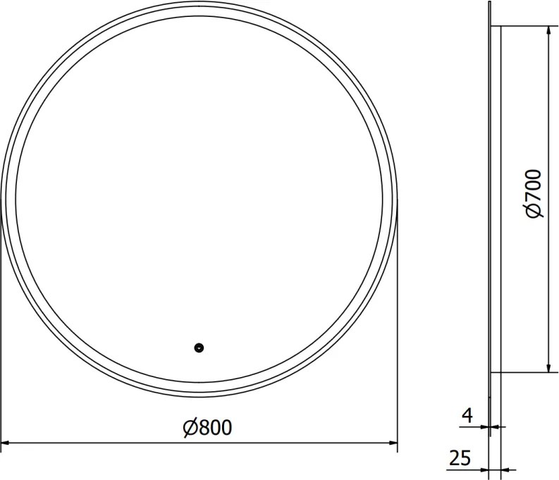 Mexen Gobi, LED kulaté koupelnové zrcadlo s podsvícením 80 cm, 6000K, ochrana proti zamlžování, 9801-080-080-611-00