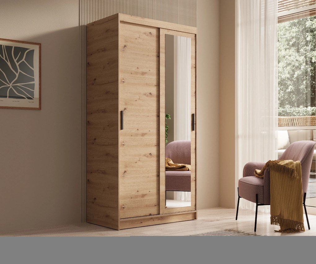ADRK Furniture Šatní skříň s zrcadlem Hailey 100 SW-HAI-100-A