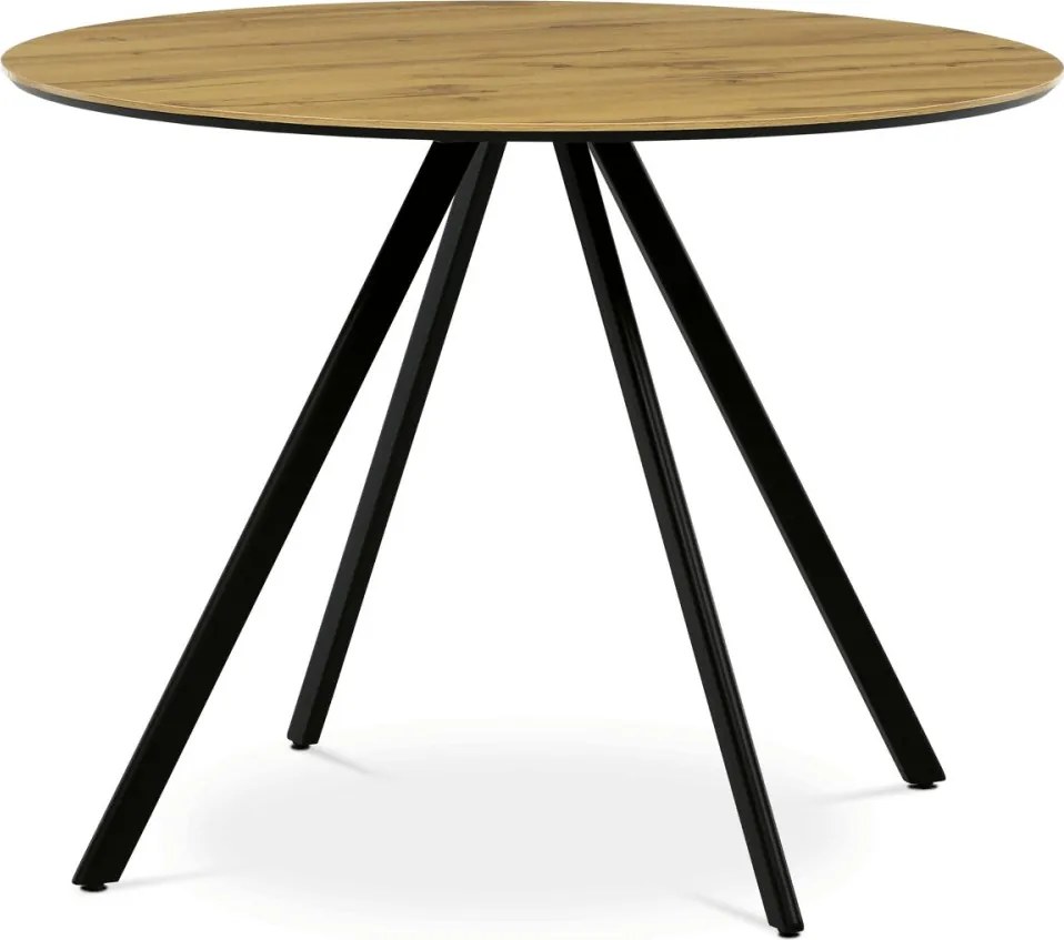 Kulatý jídelní stůl 100x100cm HT-R5010 OAK, lamino, dub
