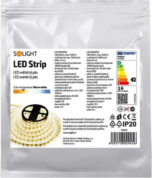 LED světelný pás WM612/3, 5 m, teplá bílá