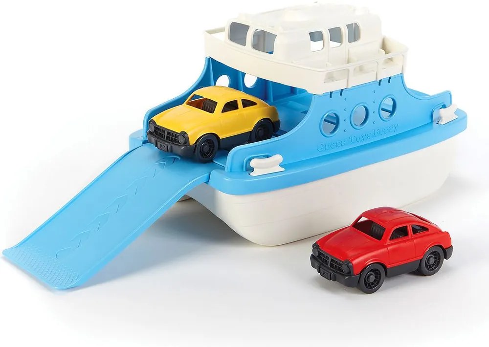 Green Toys Trajekt modro-bílý s autíčky