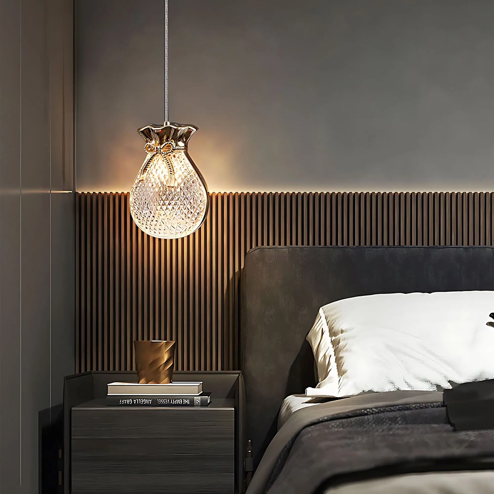 Toolight Závěsné skleněné LED osvětlení D19 LHJ107-1CP růžová zlatá