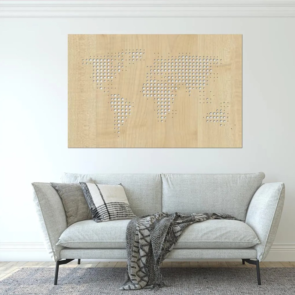 dřevo života Dřevěná mapa světa DOTS Zvolte barvu dekoru: Javor, Velikost map: 95x62
